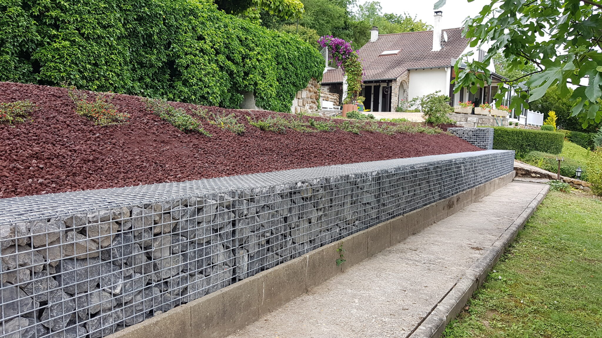 Retenue de terre en gabions - Patrick Lemaire Paysage